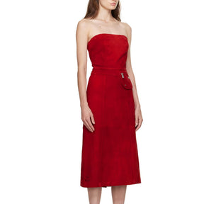 Red Suede Midi Dress – LeatherViz